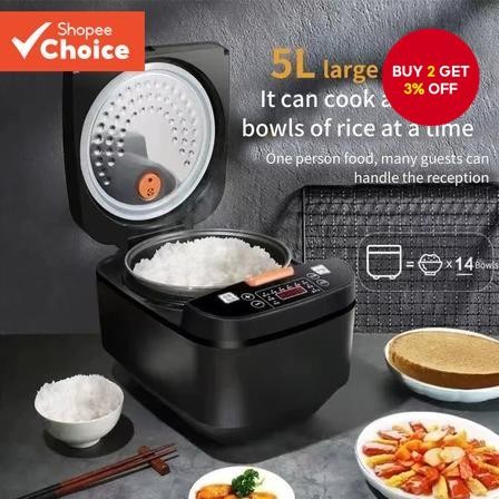 Rice cooker 5L Big Rice Cooker Multifunction Smart Screen Non-Stick Pot ...