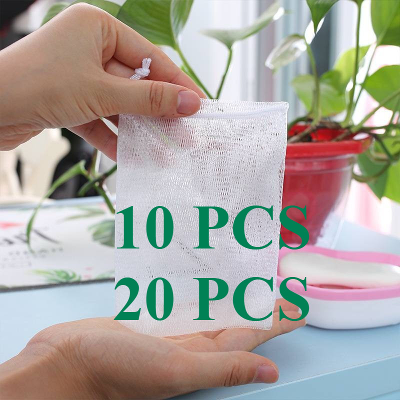 Double Foaming Mesh Handmade Soap Cleansing Foaming Net Drawstring ...