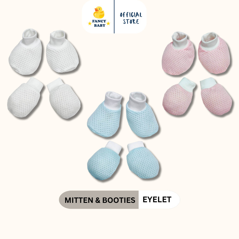 Fancy Baby Eyelet Newborn Baby Mitten Booties Set Sarung Tangan dan ...