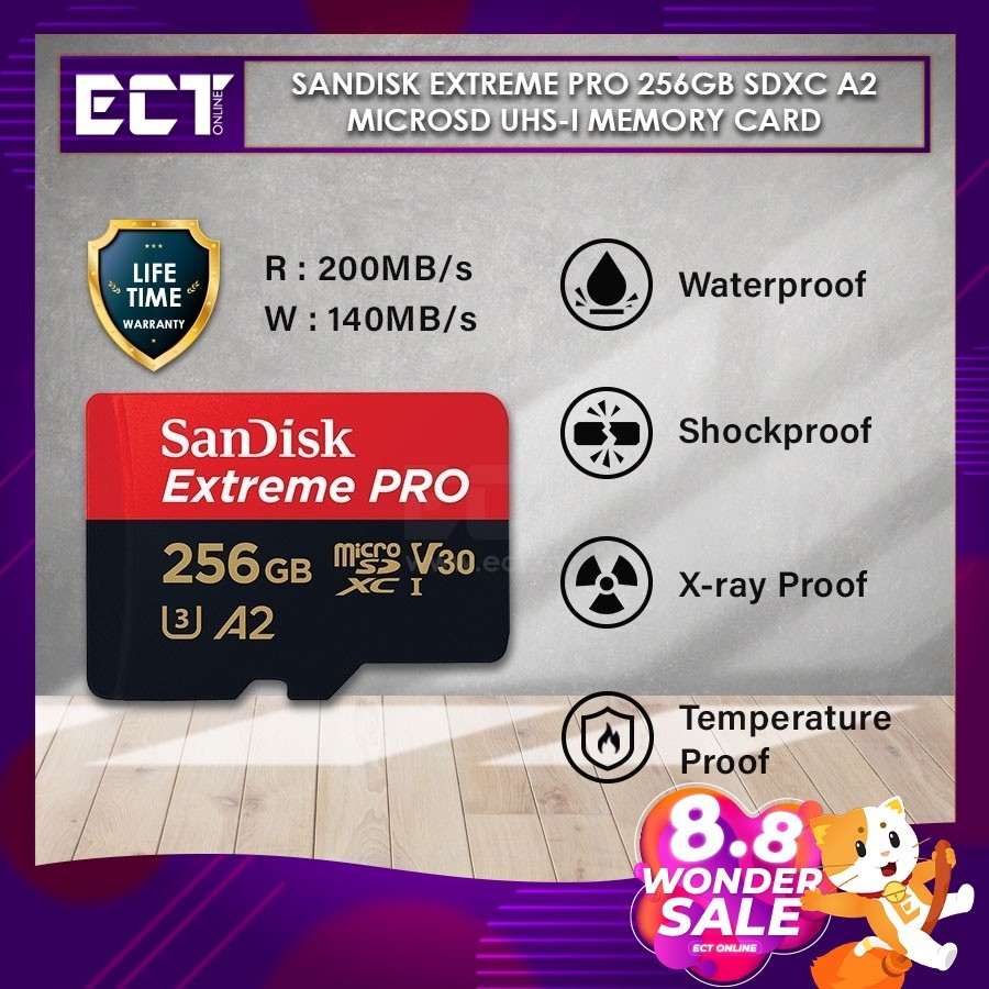 Sandisk Extreme Pro 256GB / 512GB / 1TB SDXC A2 200MB/s microSD UHS-I Memory Card | Shopee Malaysia