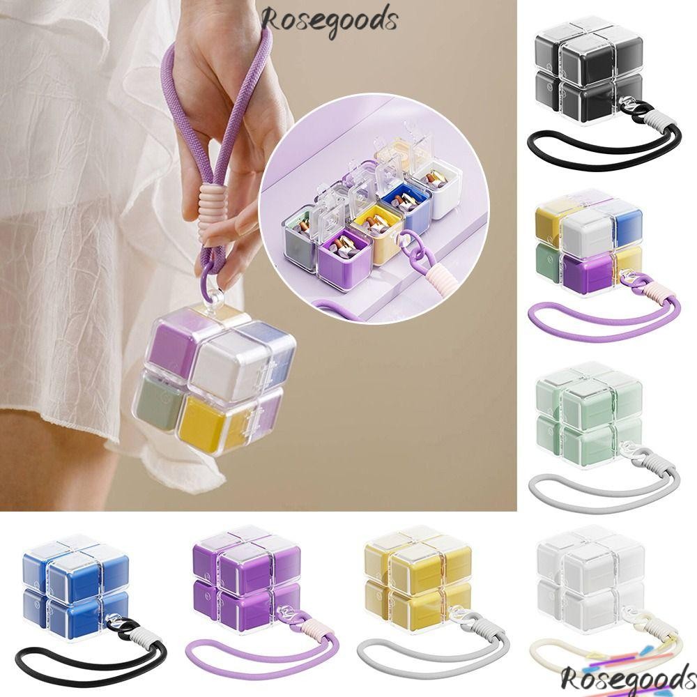 ROSEGOODS Magic Cube Medicine Box, Magnetic 8 Grids Seven Days Pill ...