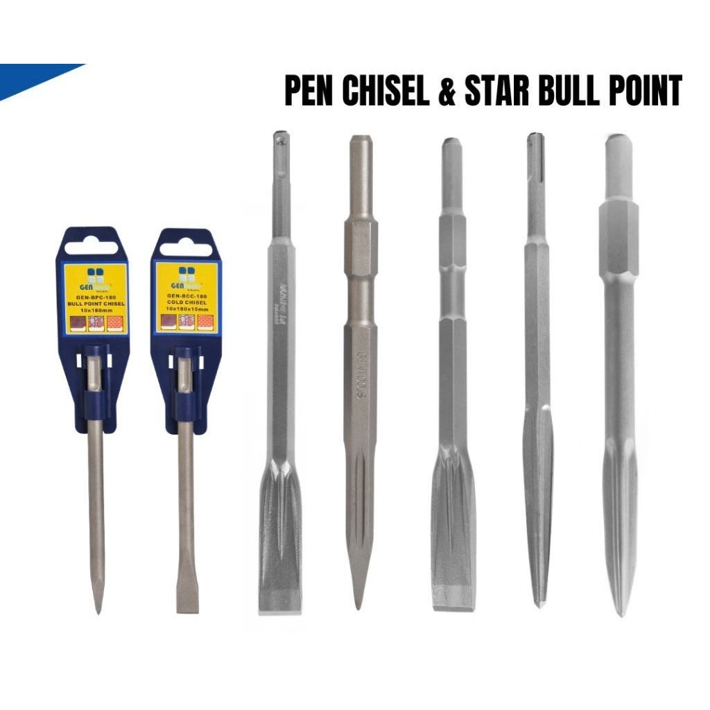 Gentools Pen Chisel Point / Cold Chisel / Star Bull Point (Size 10mm to ...