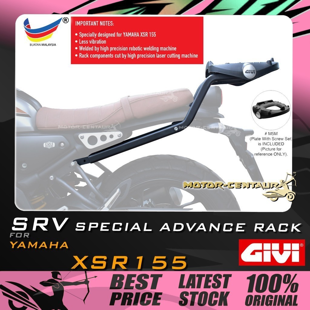 GIVI YAMAHA XSR155 SRV SPECIAL RACK & KOTAK/BOX GIVI B27/B270/B32/B33 ...