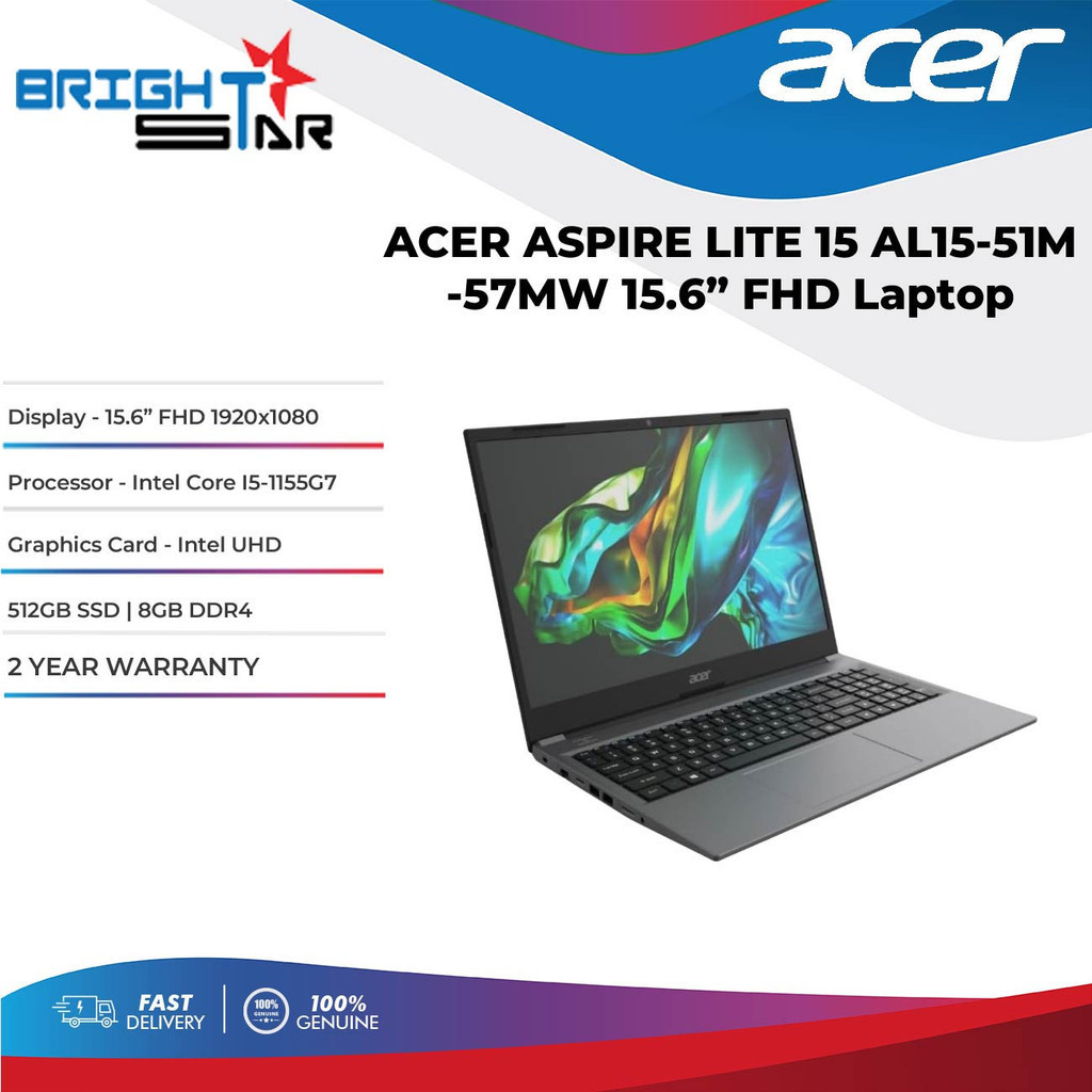 ACER ASPIRE Lite 15 AL15-51M-57MW Laptop (15.6" FHD/I5-1155G7/Intel UHD ...