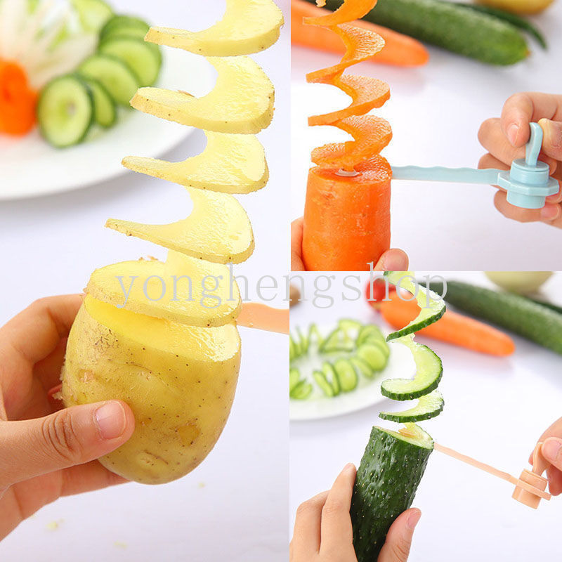 Manual Potato Spiral Screw Slicer DIY Vegetable Spiralizer Labor-saving Rotate Cucumber Radish ...