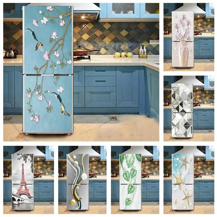 Custom Flower Bird 3D Refrigerator Sticker For Waterproof Kitchen ...