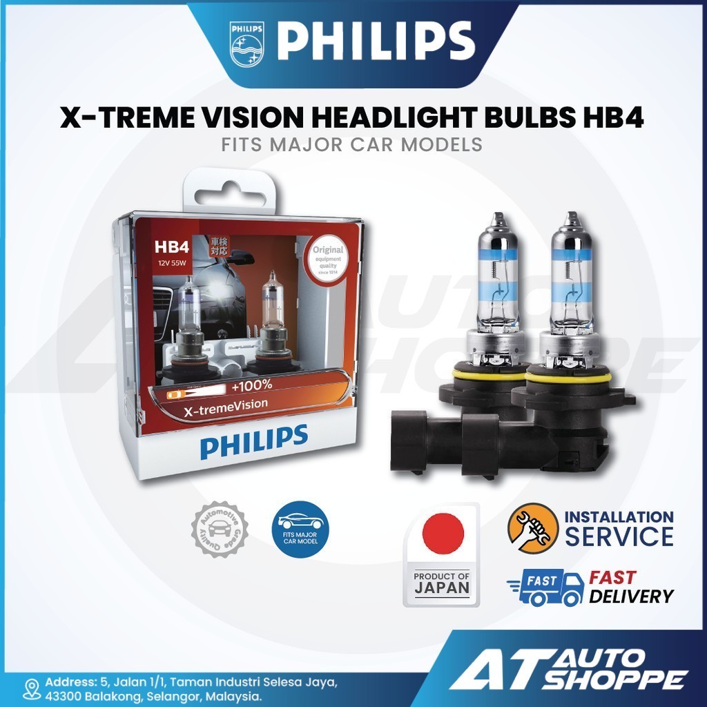 Philips X-treme Vision Car Headlight Bulbs HB4 (1 pair) | Shopee Malaysia