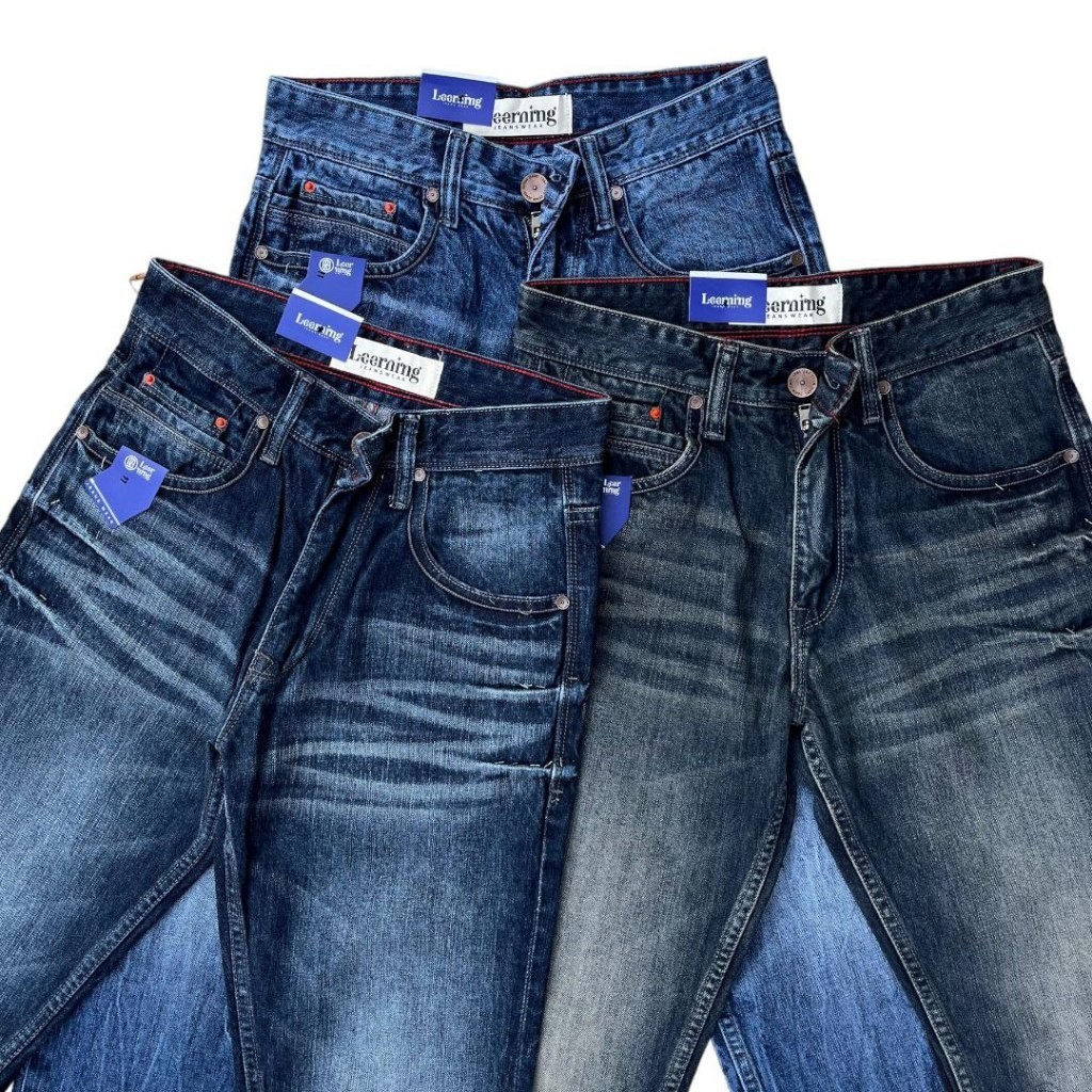 Men's Retro Whisker Jeans Regular Fit Leerning Original Selvedge Denim ...