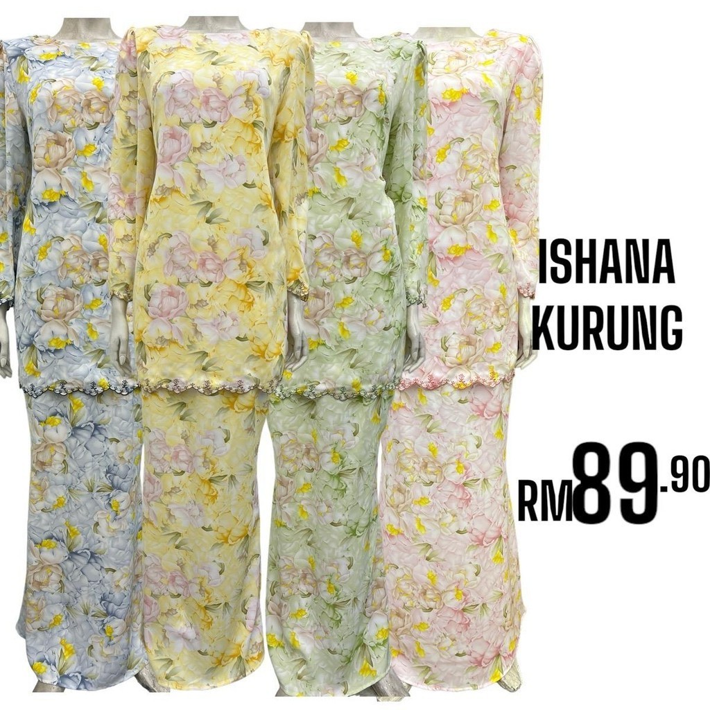 L00079 ISHANA Kurung Moden with Sulam Dan Kain Duyung ( SIZE : 38-50 ) | Shopee Malaysia