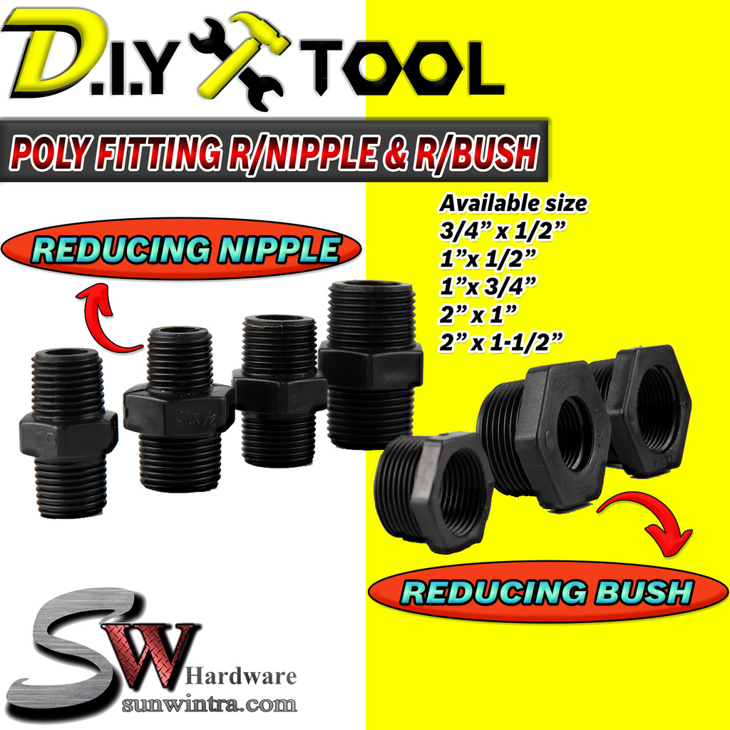SW HARDWARE Poly Fittings Reducing Nipple / Reducing Bush Sambung Paip ...