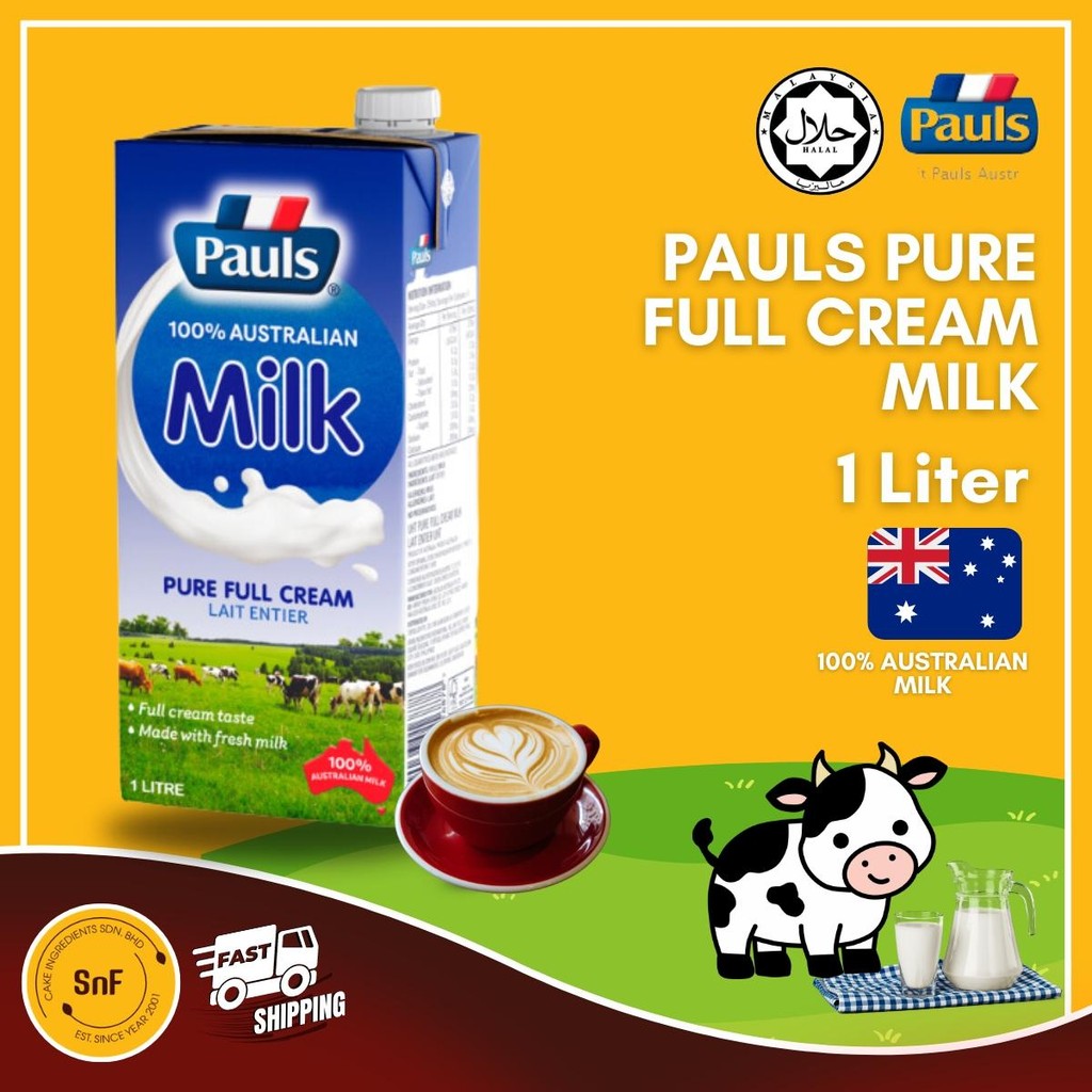 Pauls Australian Milk Pure Full Cream Milk 1L Barista Milk Krim Penuh ...