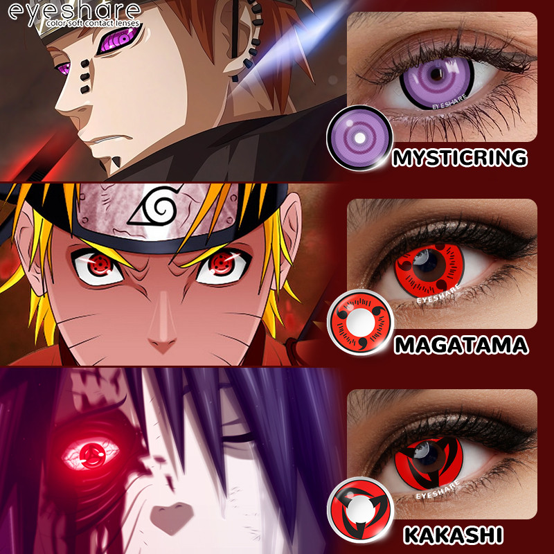 EYESHARE 2pcs Naruto Cosplay Contact Lenses For Eyes Halloween Cosmetic ...