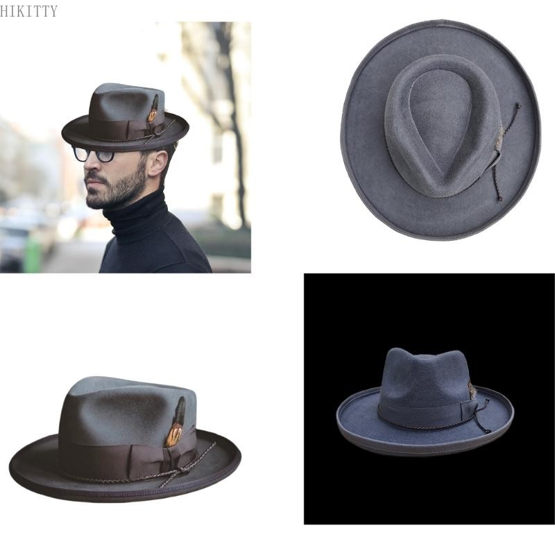 HIK Elegant French Trilby Hat with Ribbon Hat Rope Derby Hat for ...