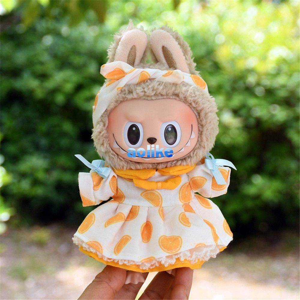 Labubu Macaron Vinyl Plush Doll Lemon Dress Doll Replacement Clothes ...