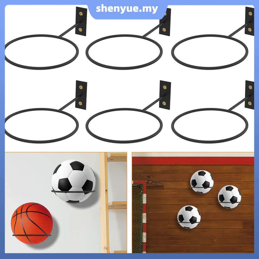 6Pcs Ball Storage Rack Wall Mounted Football Stand Heavy-Duty Iron Wall ...