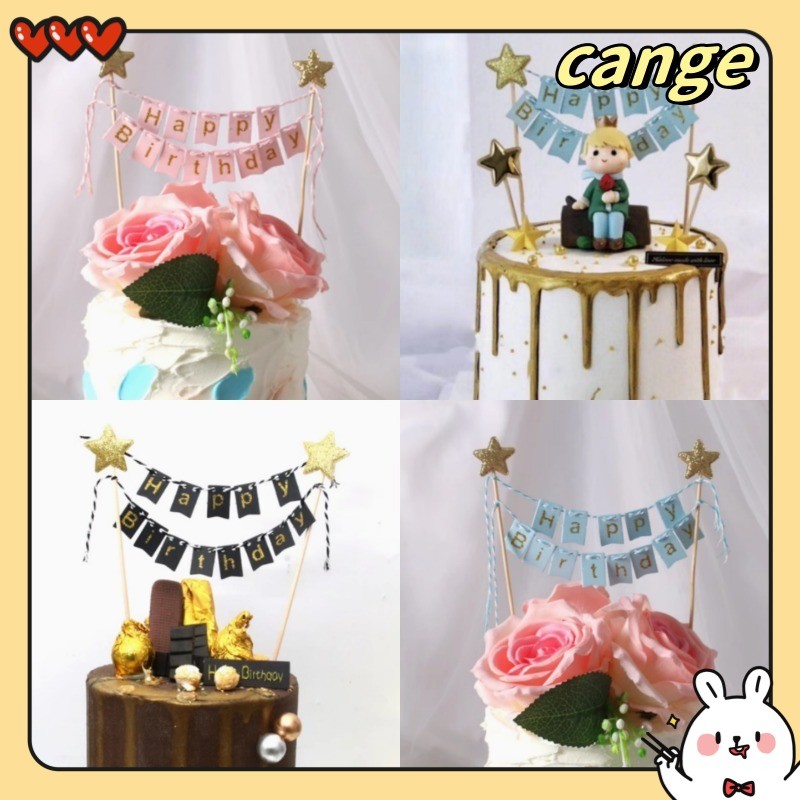 Happy Birthday Cake Banner Top Pink Gold Cake Table Decoration Cake ...