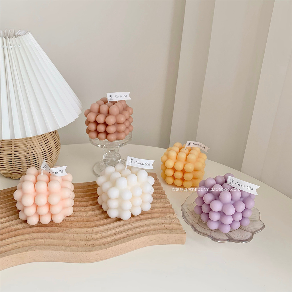 Ins style geometric cube aromatherapy candle ornaments smokeless air ...