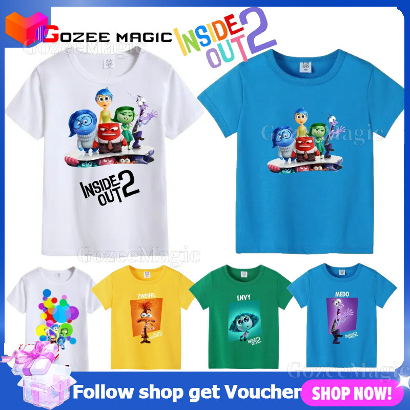 Kids Clothes Disney Inside Out 2 Cartoons T-Shirt Anime Figure Joy ...