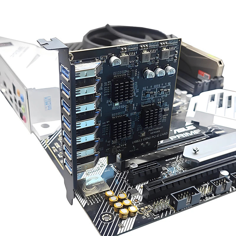 7 Port USB 3.2 GEN2 10Gb PCIE Expansion Card PCI-E PCI Express X4 to ...