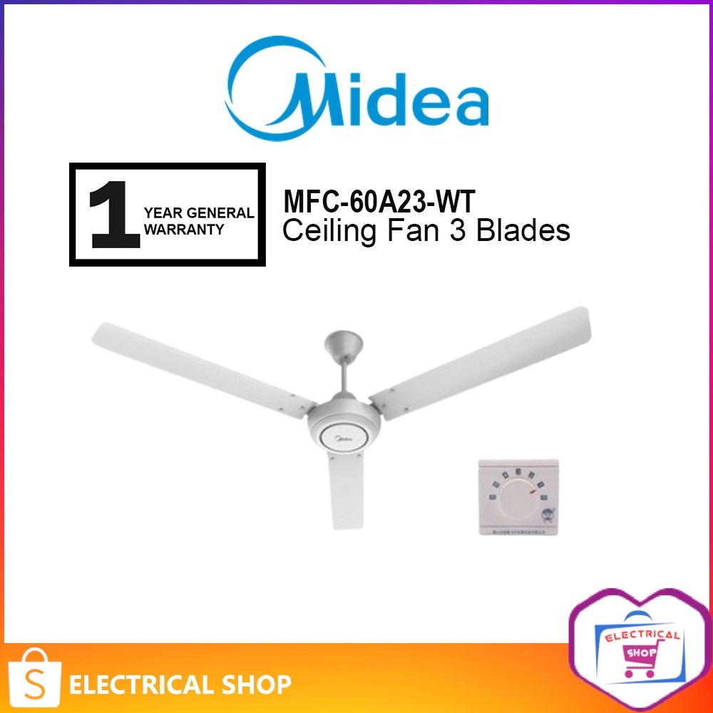 Midea 60'' 3 Blades Ceiling Fan MFC-60A23-WT / MFC60A23WT (White ...
