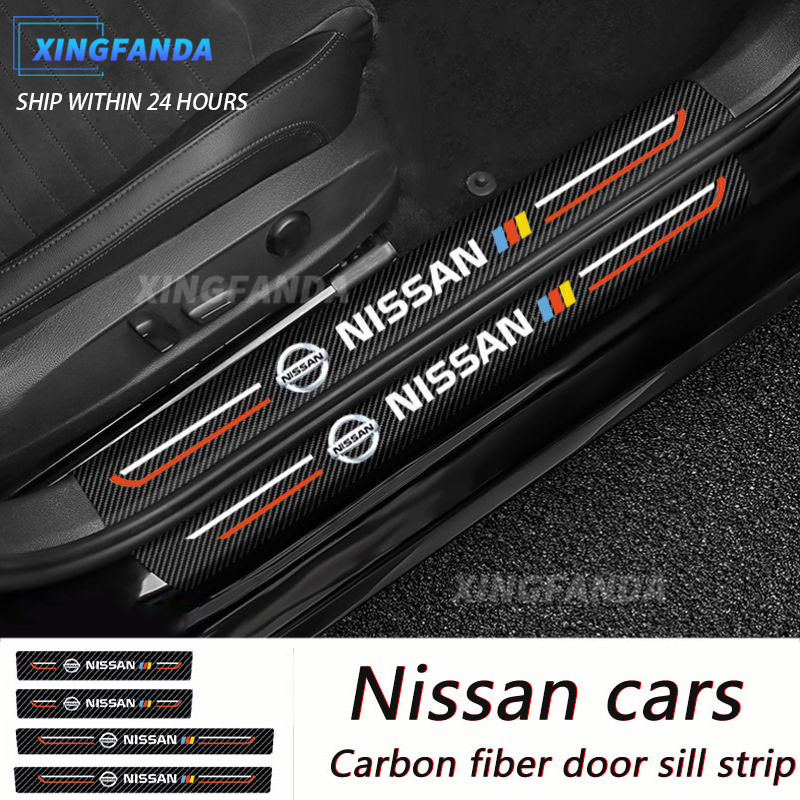 9Pcs Nissa Carbon Fiber Door Sill Protector Car Decal Decoration Anti ...