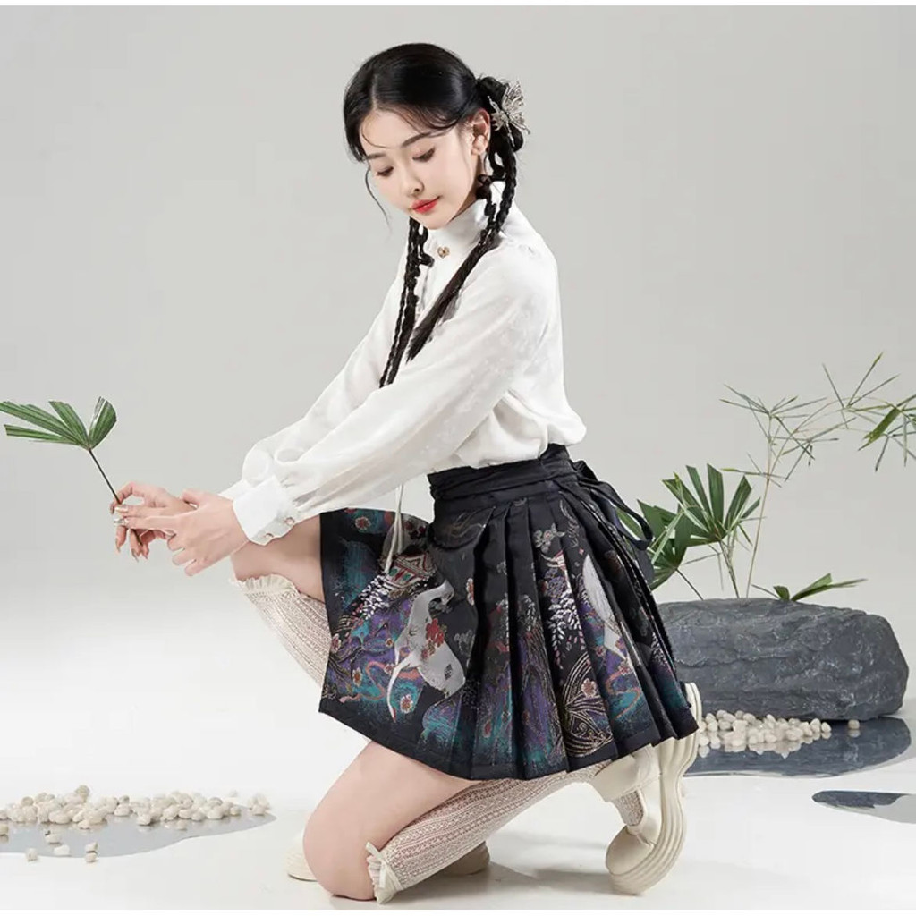 Ma Mian skirt retro skir新中式日常款印花马面裙短裙明制汉元素古风/9.23优惠 | Shopee Malaysia