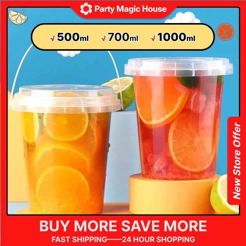 Disposable cups Portable Milky Tea Cup/PP Cocktail Container Bucket ...