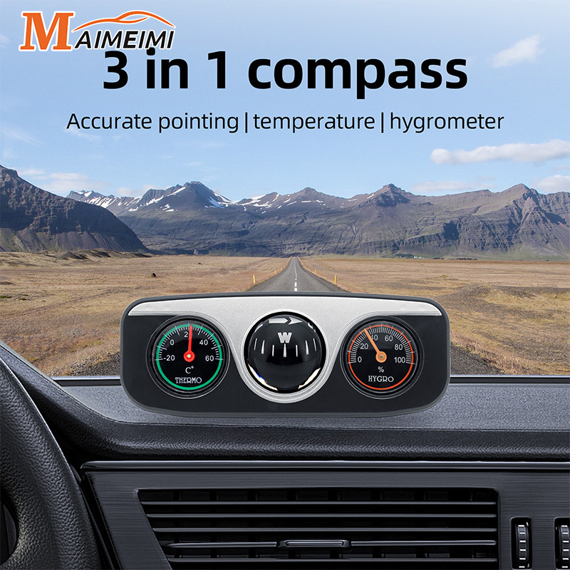 3 in 1 Car Vehicle Dashboard Thermometer Hygrometer Compass Navigation ...