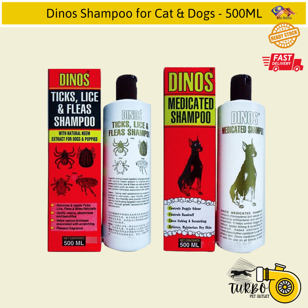 Dinos Shampoo for Cat & Dogs - Ticks , Lice & Fleas Shampoo / Medicated ...