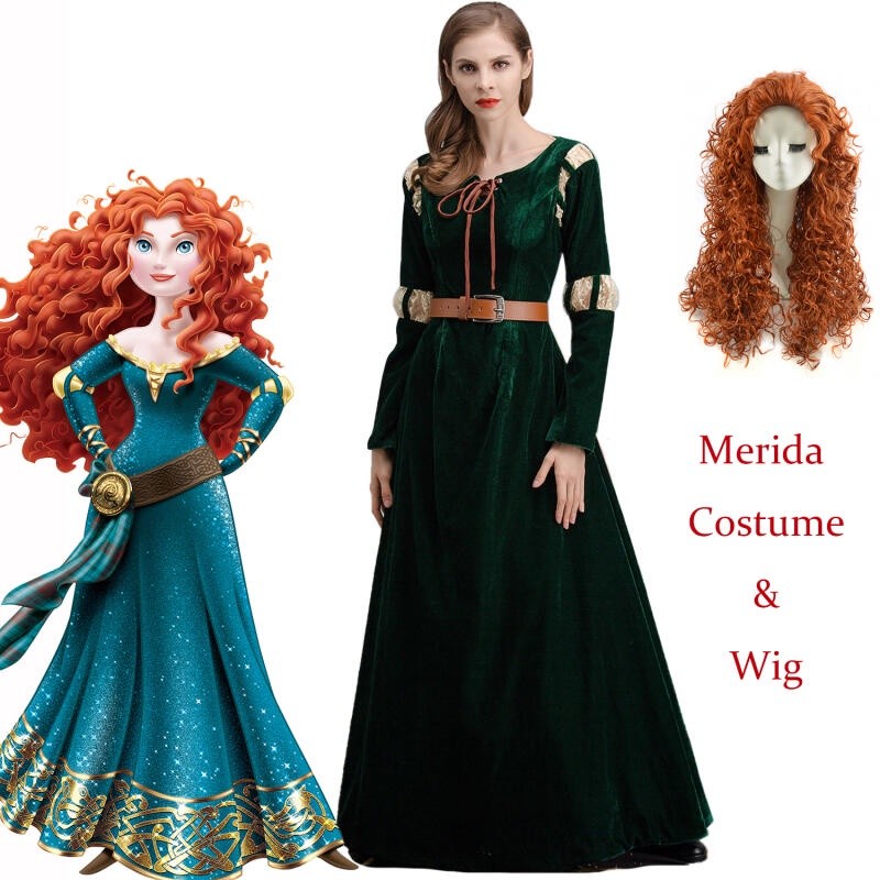 Disney Merida Princess Costume for Adult Women Fancy Brave Merida Dark ...