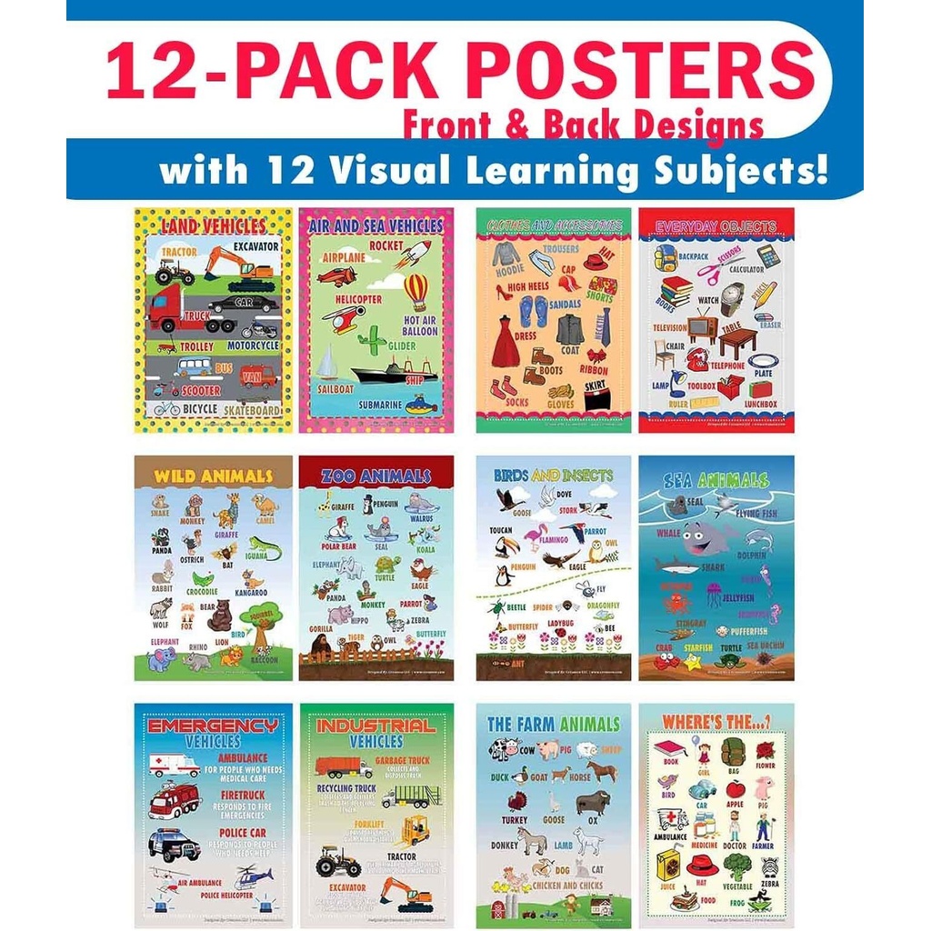 Visual Learning Assorted Educational Posters (12-Pack) | Shopee Malaysia