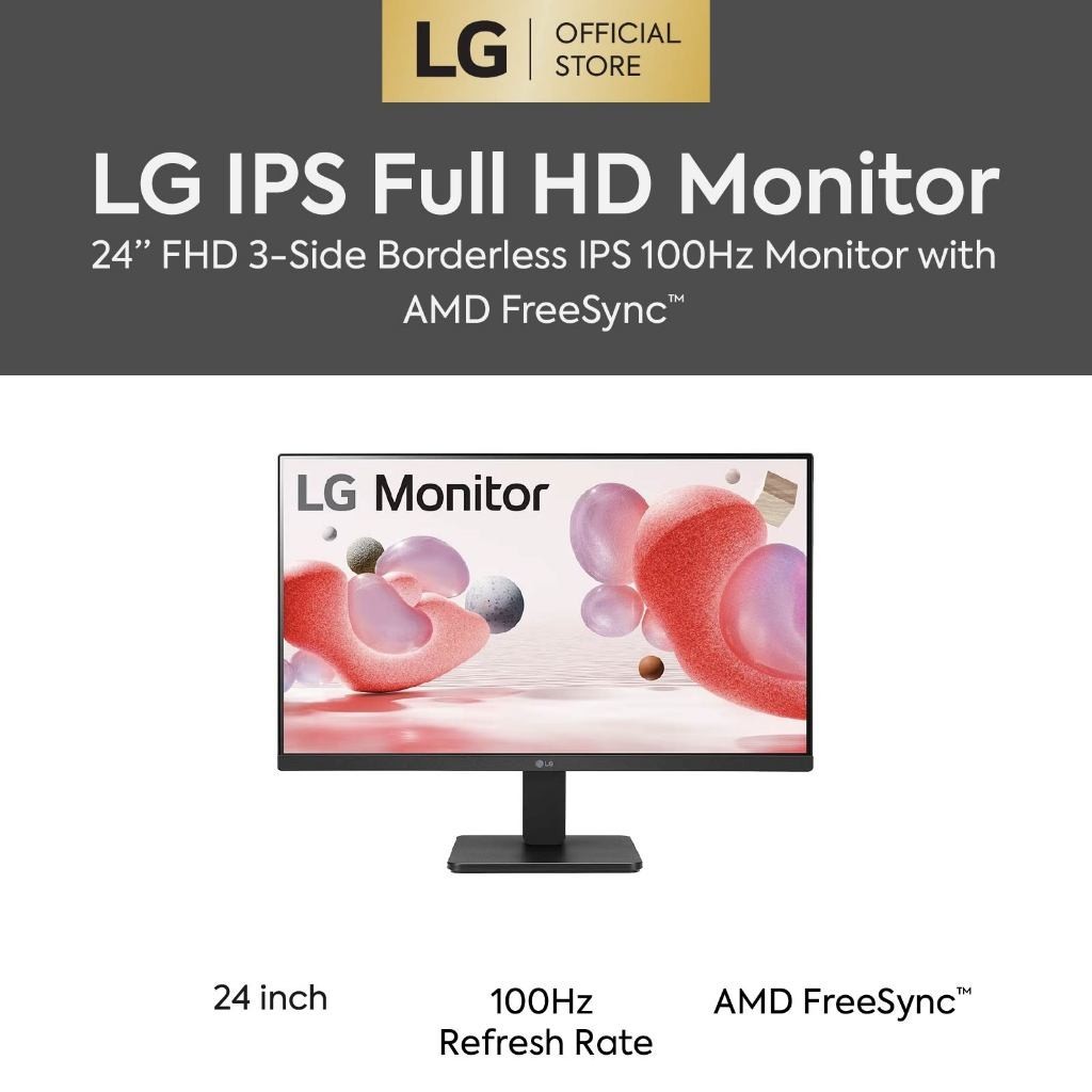 LG 24" 24MR400 IPS FHD AMD FreeSync™ 100Hz 5ms 3-Side Borderless ...
