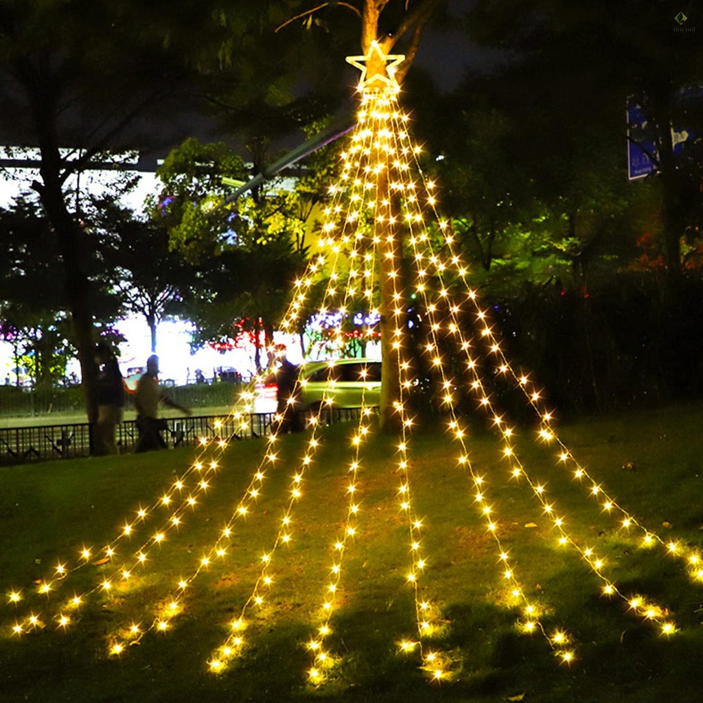 317LEDs Waterfall Lights 8 Modes Tree Light Pentagram Christmas Tree ...