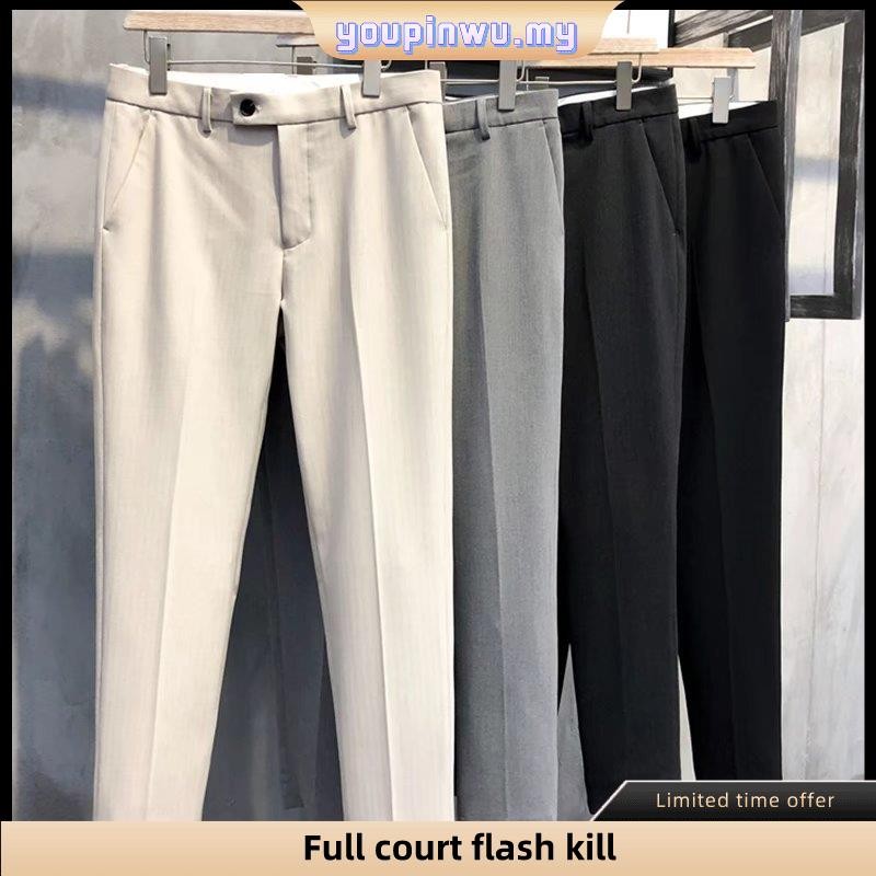 Malaysia SpotCOD Korean Casual Slim Fit Straight Cut Khaki Formal ...