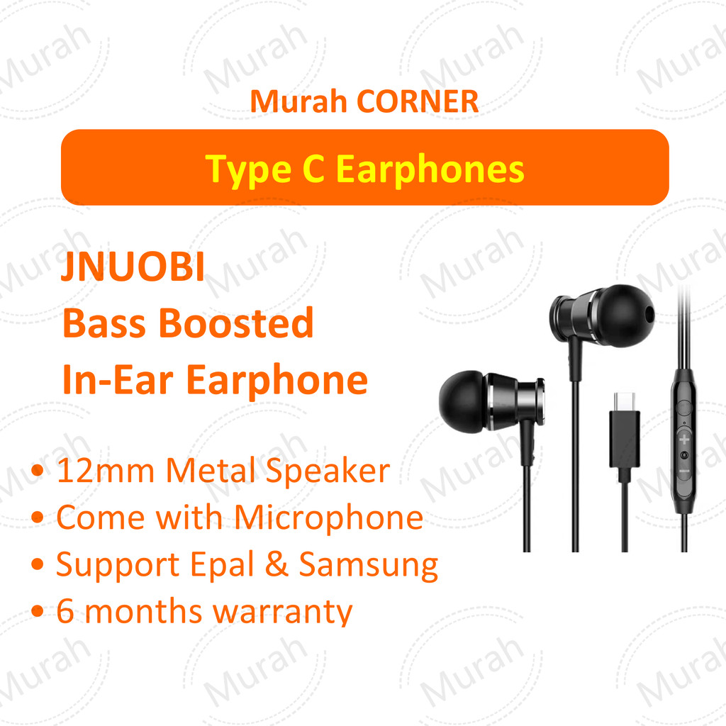 [GENUINE] JNUOBI Premium USB C TYPE-C Wired earphone YX79C with mic ...