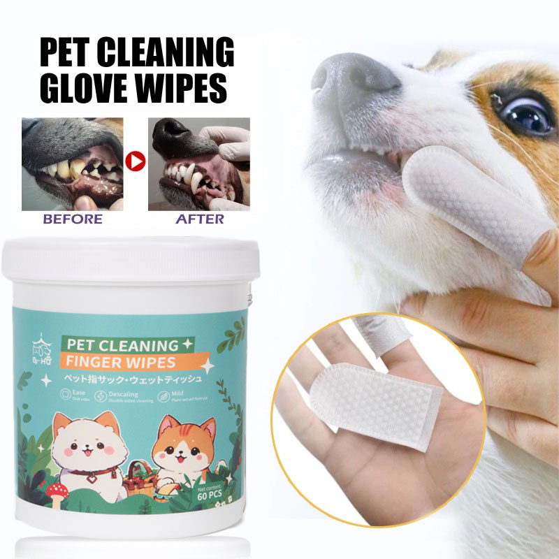 Pet Wet Wipes Cat Dog Dental Eye Ear Cleaner Finger Oral Pet Teeth Care ...