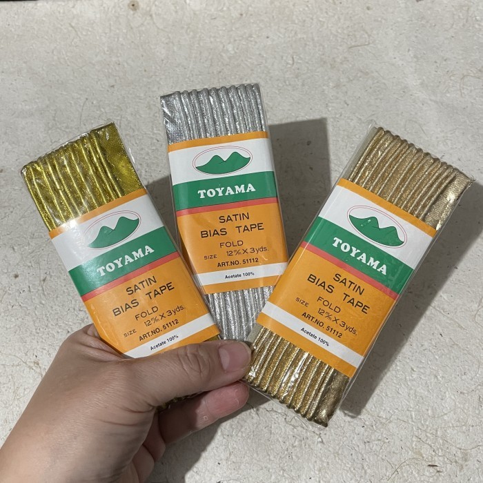 Bisban Filled Satin Bias Tape Gold/Silver Toyama 12mmx3yard (1 piece ...