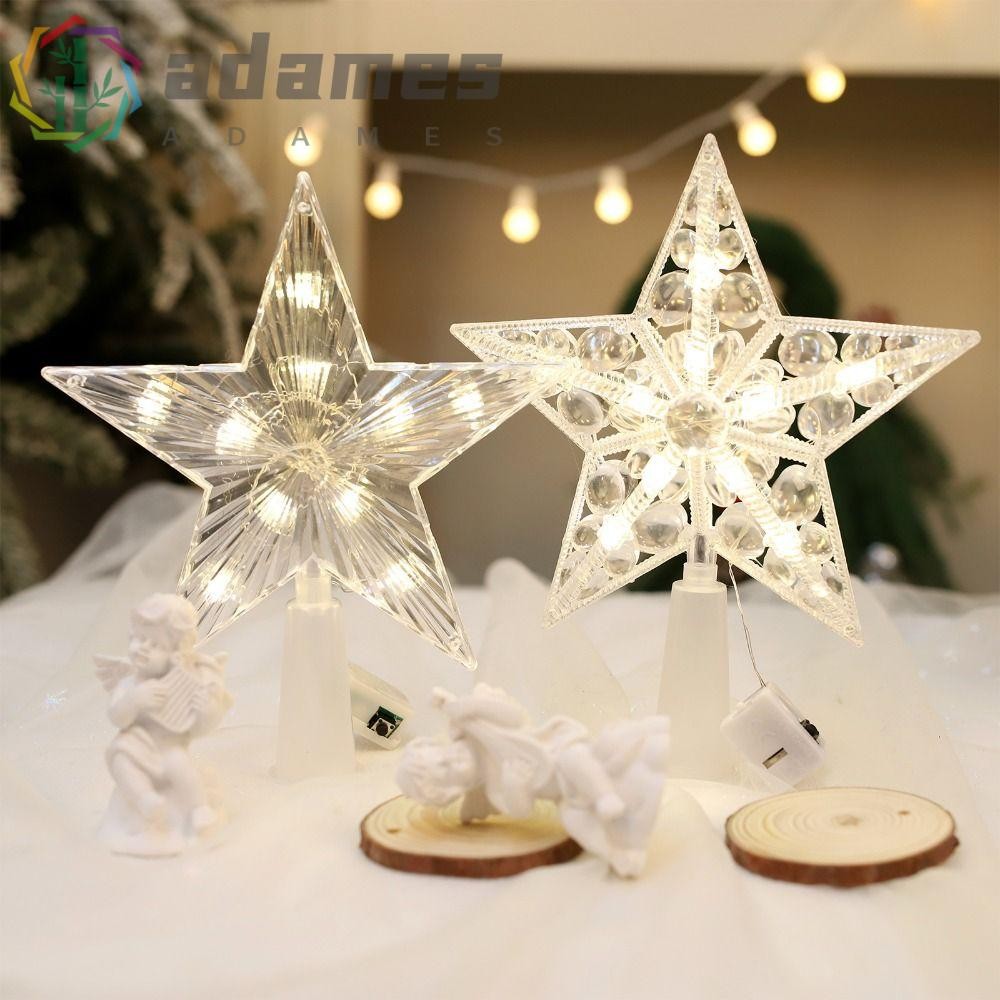 ADAMES Christmas Star Tree Toppers, Transparent Warm/Colorful Light LED ...