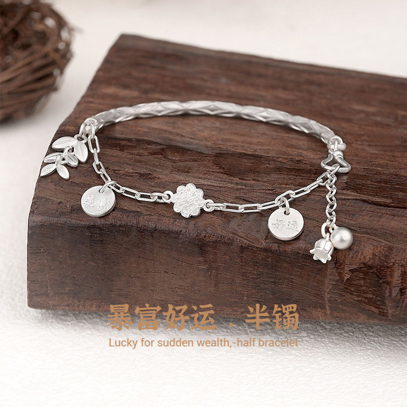 JF Half Bracelet 999 Silver Get Rich Good Luck Ancient Method Female ...