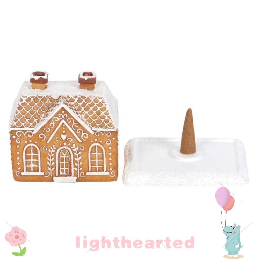 LIGHTHEARTED Incense Cone Burner, Craft Resin Gingerbread House Incense ...