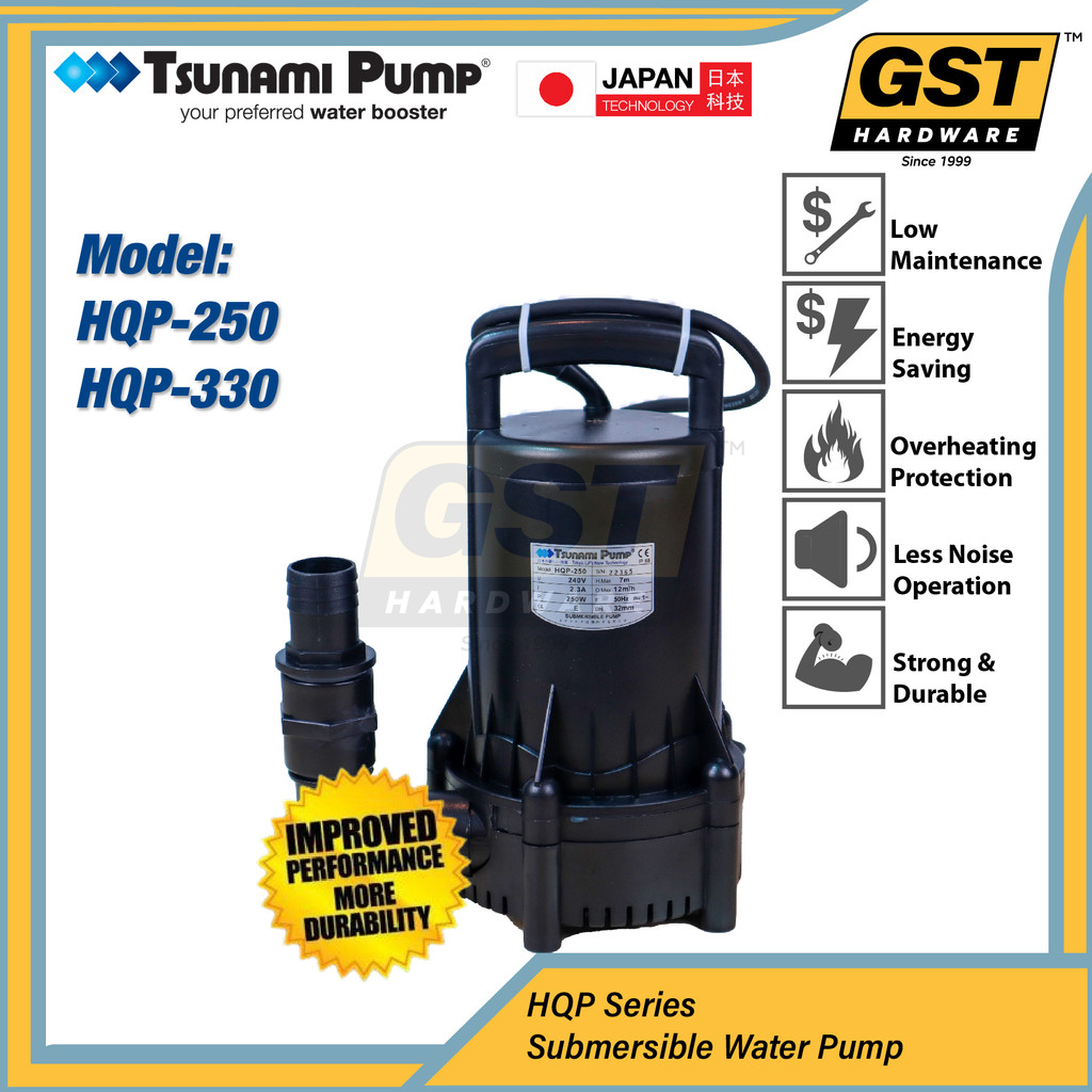 Tsunami HQP-250 (250W) / HQP-330 (330W) Submersible Water Pump Pam ...
