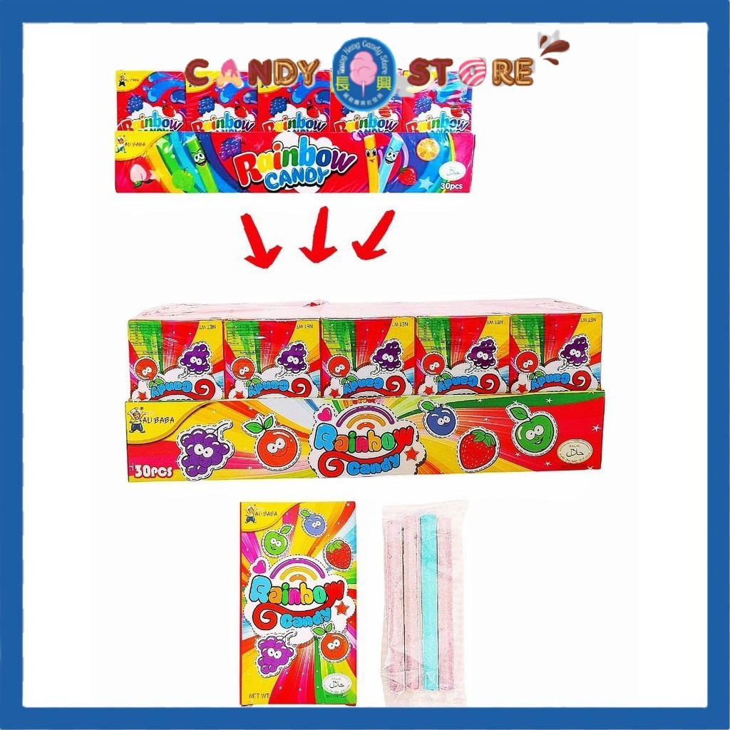 30pcs (ALIBABA) Rainbow Candy 彩虹糖 Gula Pelangi suitable for kids ...