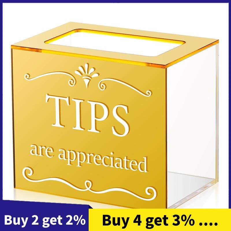 Tip Jars for Money Acrylic Tip Cash Box Donation Tip Bucket Storage ...
