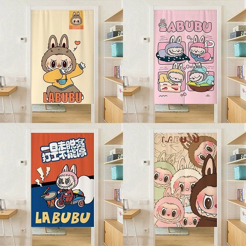 labubu door curtain cartoon cute labubu partition curtain home bedroom ...
