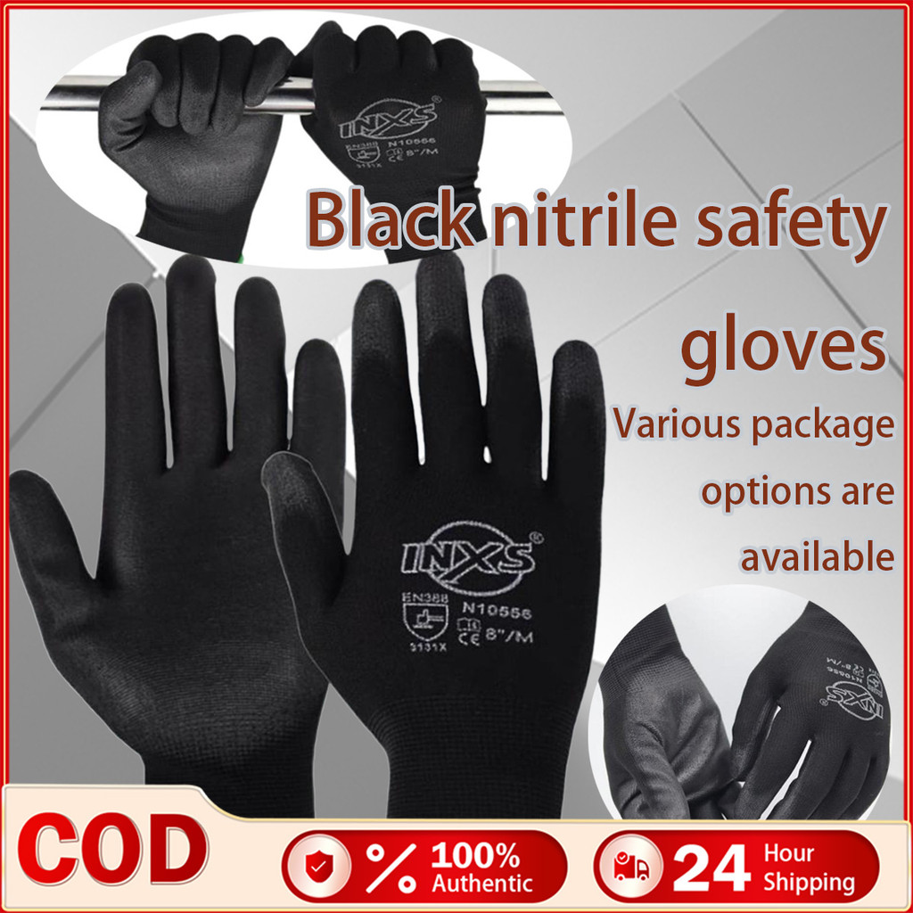 24 pairs Working Glove Safety PU Coated Palm Fit Glove Nitrile Glove ...