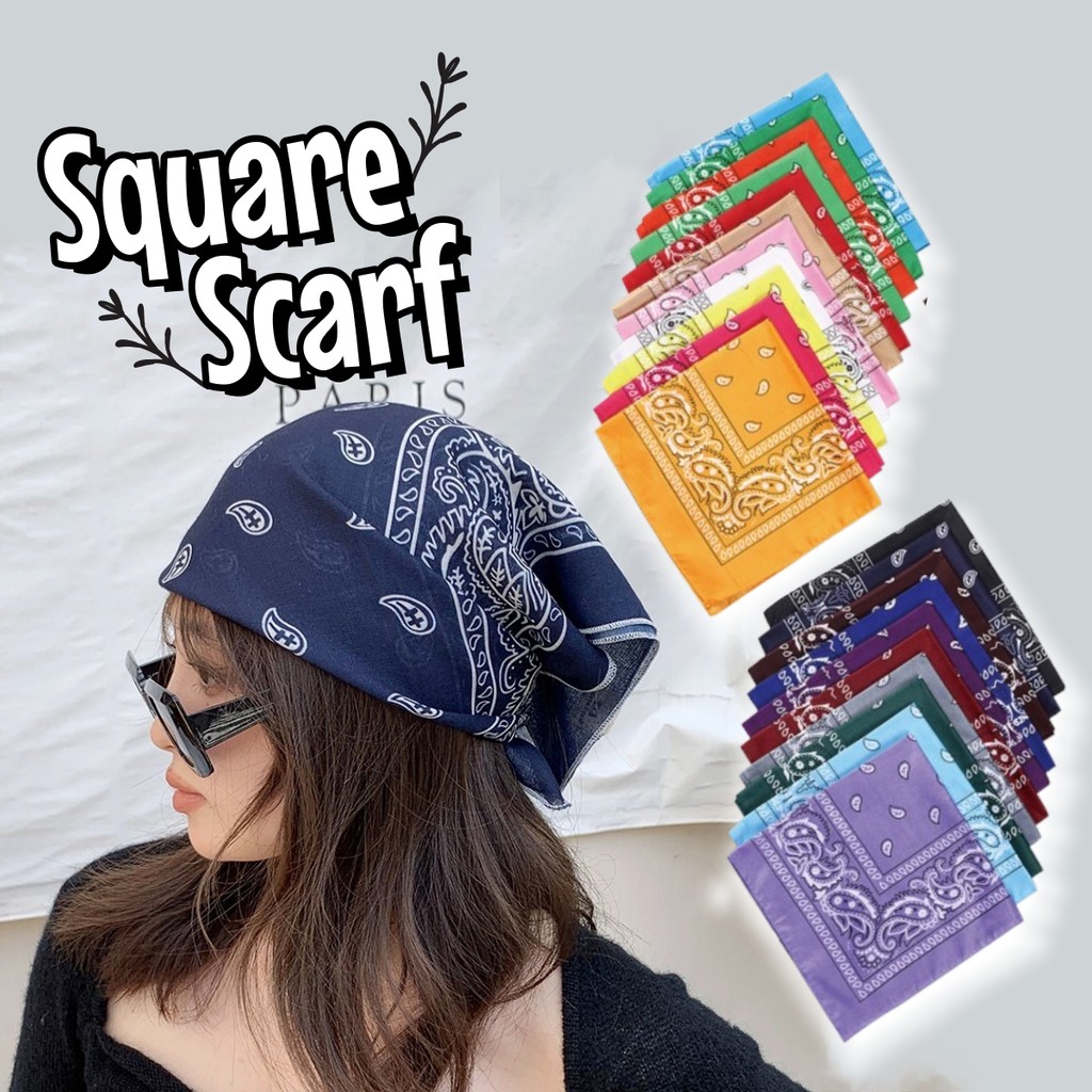 Vintage Square Scarf Unisex Hip Hop Paisley Classic Cotton Scarves ...