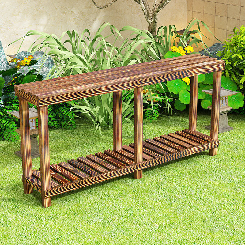 Solid Wood Ladder Flower Stand Window Sill Multi-Layer Balcony Living ...