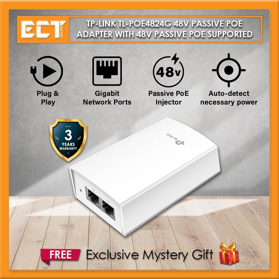 TP-Link TL-POE4824G 48V Passive PoE Adapter with 48V Passive PoE ...