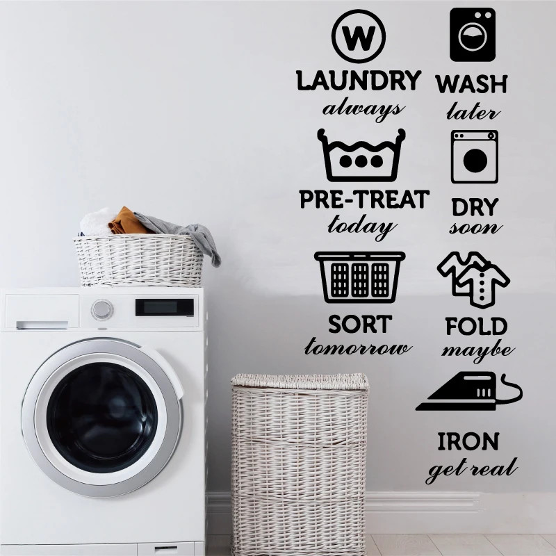 Laundry Shop Signs Instruction Window Glass Decal Laundry Room Vinyl ...
