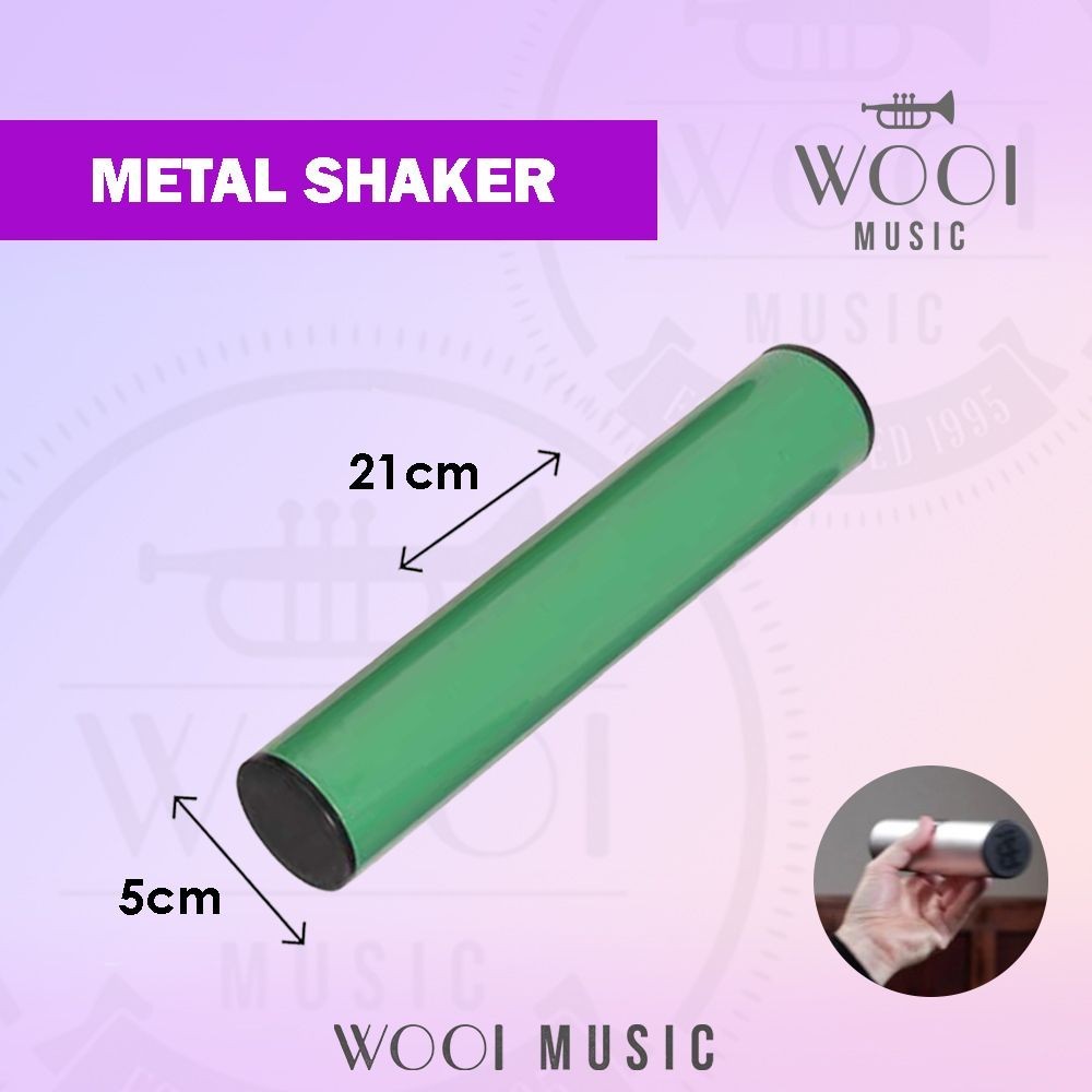 Wooi Music SH25 Metal Shaker for Musical Percussion/ School Teaching/ Performance (Green ...